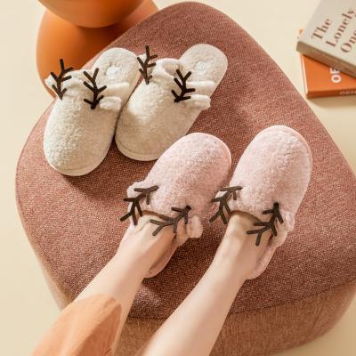 China new Winter Elk Deer Women Home Slippers Indoor Bedroom House Soft Bottom Warm house Shoes Adult Flats Christmas slipper for sale