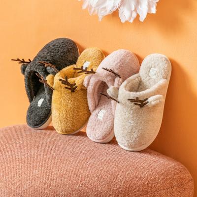 new Winter Elk Deer Women Home Slippers Indoor Bedroom House Soft Bottom Warm house Shoes Adult Flats Christmas slipper