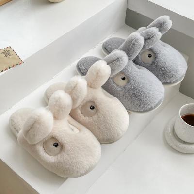 China new Winter ladies Fluffy Slippers Faux Fur Fashion Warm house Shoes Woman Slip On Flats cute  solid color Slippers for sale
