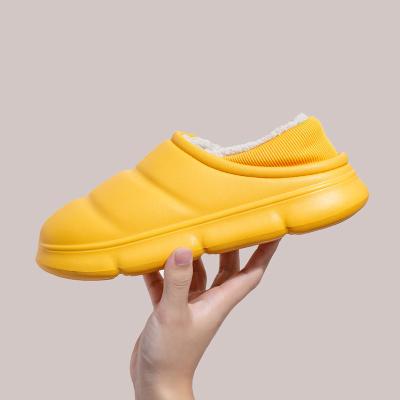 Factory wholesale hot selling EVA women slippers with warm fur autumn winter couple colorful plush house indoor slippers