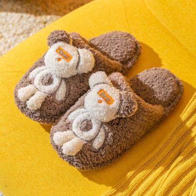 2021 new design for cute fluffy space bear foam soft plush winter home slippers slides slippers for women