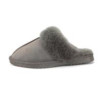 China Leather upper sheep wool lined solid color warm house indoor slippers for sale