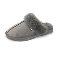 China Leather upper sheep wool lined solid color warm house indoor slippers for sale