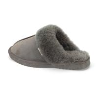 China Leather upper sheep wool lined solid color warm house indoor slippers for sale
