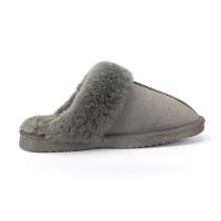 China Leather upper sheep wool lined solid color warm house indoor slippers for sale