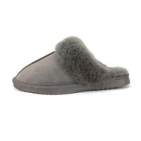 China Leather upper sheep wool lined solid color warm house indoor slippers for sale