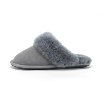 China women solid color real wool slippers fluffy fur house indoor winter slippers for sale