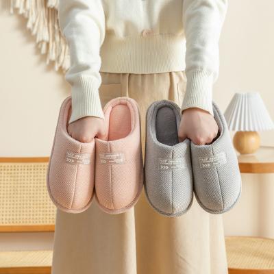 Wholesale hot selling home solid color plush slippers winter floor mute indoor non-slip couples home slippers