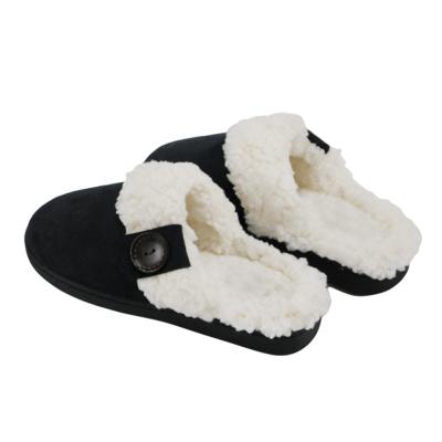 Women Winter buttons decoration Slipper Fluffy Slip On House Slippers Soft house Indoor Slipper