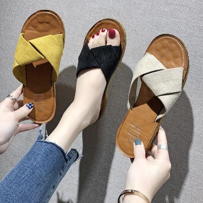 China Women Summer Beach Shoes  Casual Flat Bottom Rubber Outsole Material for sale