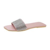 China Large Size Solid Color Stylish Ladies Sandals Rhinestone Sequins Upper for sale