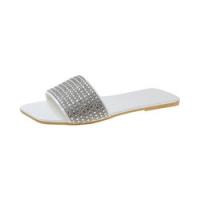 China Large Size Solid Color Stylish Ladies Sandals Rhinestone Sequins Upper for sale