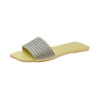 China Large Size Solid Color Stylish Ladies Sandals Rhinestone Sequins Upper for sale