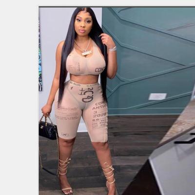 China New design sports bra set short yoga pants Gym wear ladies halter Sportswear printed  workout fitness clothing leisure yoga set for sale