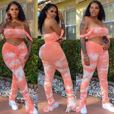 China Fall Custom Logo Casual Women Long Sleeve Off The Shoulder crop Tops And yoga Leggings Pants Two Piece Sports Set for sale