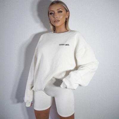 China 2020 fall hot sale women fitness clothing 2 pieces yoga sets lady casual sports wear long sleeve round collar shorts sports set for sale