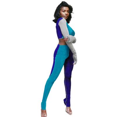 China ladies Yoga Set Sports Suit yoga Pant and bra Solid color youth sportwear Woman Gym Wear patchwork crop Tops Fitness clothes for sale