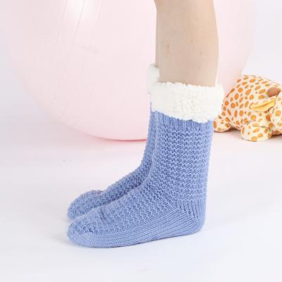 China female new mid-length non-slip socks polyester fluffy socks solid color socks with fine good workmanship for sale