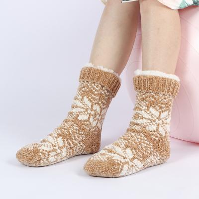 China new design ladies house Indoor Slipper Socks Women Christmas Fuzzy Cute Fluffy Socks solid color soft floor shoes for sale