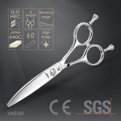 China Sliding Cutting Professional Barber Scissors , Curved Blade Scissors UFO Screw for sale