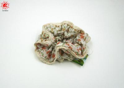 China Flower Elastic Fabric Hair Scrunchies For Ladies , Beige Lace for sale