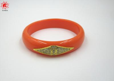 China Womens Trendy Jewelry Resin Bangle Bracelet With Rhinestone , Colorful for sale