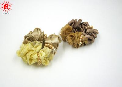 China Stylish Soft Fabric Elastic Hair Band With Pearls , Scrunchies For Women for sale