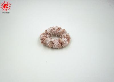 China Beautiful Pink Purple Elastic Lace Scrunchie Hair Ties For Weddings for sale