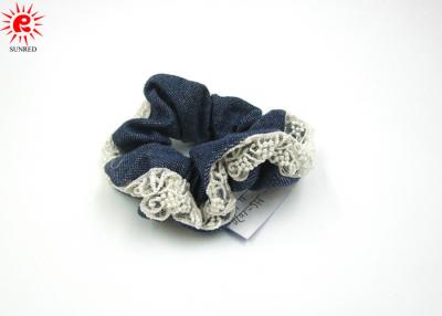 China Big Blue Elastic Denim Hair Scrunchies Pattern , Hair Tie Scrunchie Hair Band for sale