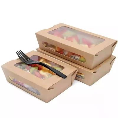 Cina Le ciotole di carta eliminabili del commestibile di rettangolo 29oz portano via i contenitori di carta di insalata che imballano per il ristorante in vendita