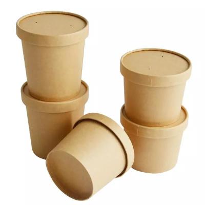 Cina Ciotola di carta su ordinazione eliminabile stampata su misura del riso 26oz Kraft Brown del ristorante di Multi-dimensione del contenitore di alimento in vendita