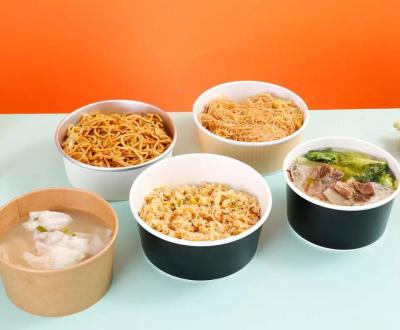 Cina Ciotola di carta su ordinazione di goffratura lucida di stampa su ordinazione di Kraft Brown del PE singolo del contenitore del contenitore di imballaggio alimentare in vendita