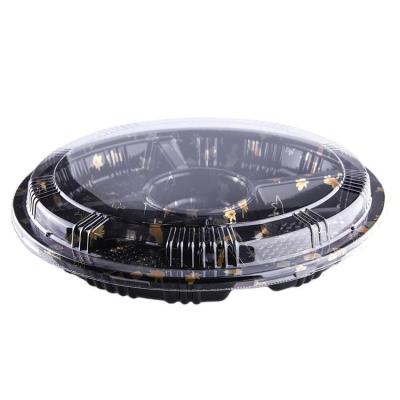 Cina Compartimenti dorati della foglia di acero 5 del chiaro di sushi del contenitore modello di plastica del nero con il coperchio in vendita
