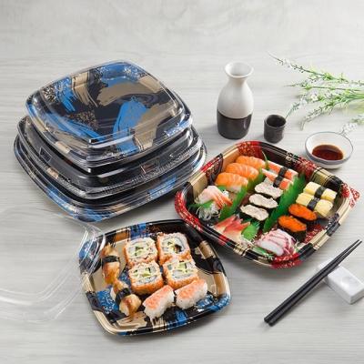 Cina Vassoi asportabili dei sushi di alimento del quadrato del partito di plastica eliminabile giapponese del contenitore con il coperchio in vendita