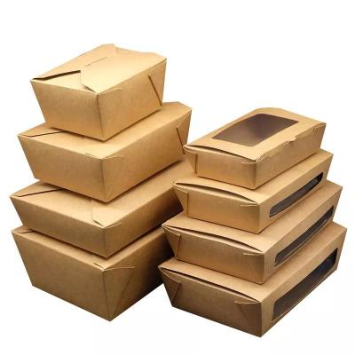 Cina Trasparente riciclabile asportabile della scatola di pranzo degli alimenti a rapida preparazione della macedonia della carta kraft della finestra in vendita