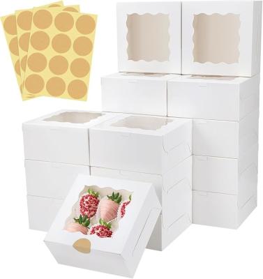 China Square Custom Bakery Boxes Personalized Cake Boxes Durable Cardboard With Window for sale
