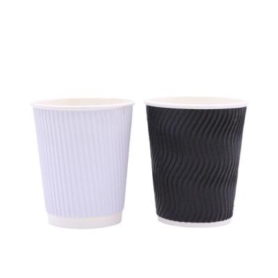 China Insulated Disposable Cups For Hot Drinks Corrugated Ripple Wall Cups For Cold Drinks for sale