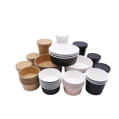 China Disposable Brown Paper Bowls 20oz For Ice Cream Packaging Disposable Soup Bowl for sale