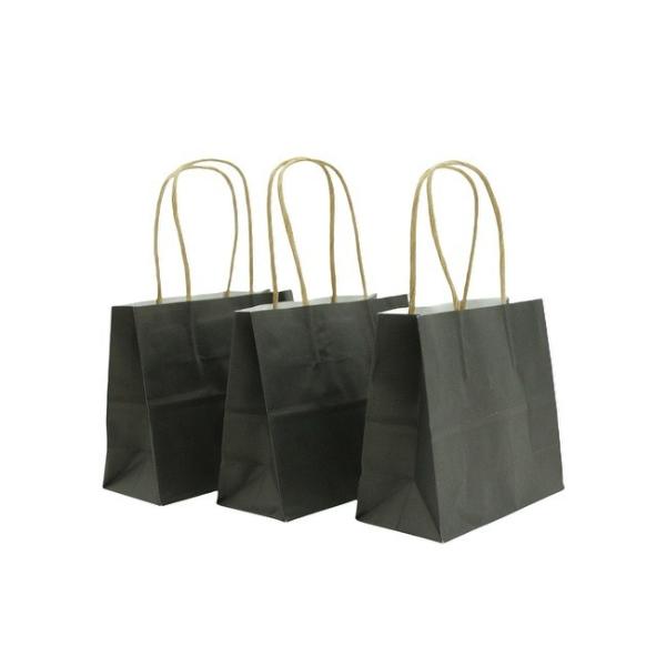 Quality OEM Black Paper Gift Bags for Small Business 8x4.25x10'' or Customized Paper Bags with Handles for sale