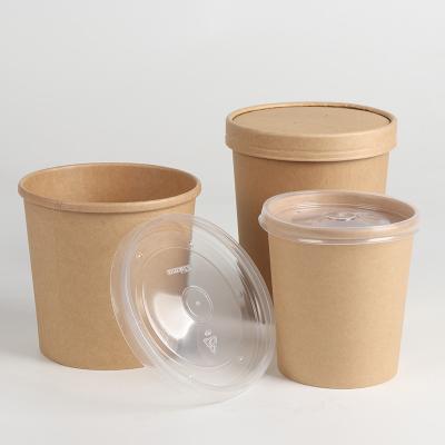 Cina ciotole eliminabili asportabili della carta kraft di 8oz 12oz 16oz 26oz 32oz in vendita