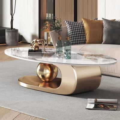 China Hollow Out Marble Coffee Table Stainless Steel Living Room Coffee Table for sale