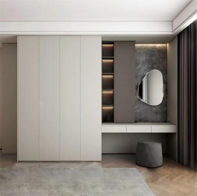 China Modern Walnut Hotel Room Wardrobe With Dresser All In One for sale