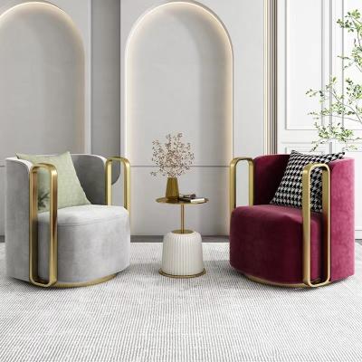 Cina Abitudine di lusso creativa fucsia della poltrona di Sofa Chair Gold Stainless Steel del velluto in vendita