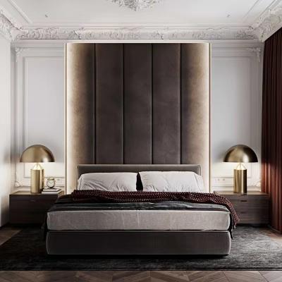 China Cama de linho da tela da casa de campo luxuosa moderna comercial do apartamento da mobília do quarto do hotel à venda