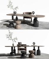 China Customized Walnut Color Metal Base Dining Table Rectangular Shape for sale