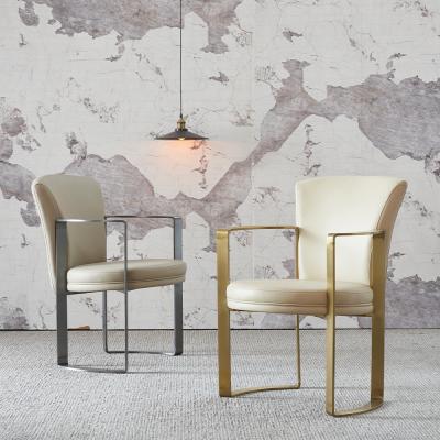 Cina Il metallo moderno minimalista del cuoio del velluto del bracciolo che pranza la sedia 65*58*80 cm ha personalizzato in vendita