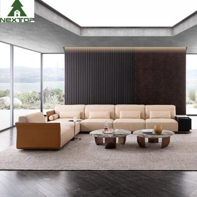 China Modern Interior L Shape Sofa Set Luxury Leather Hotel Lobby Office Area for sale