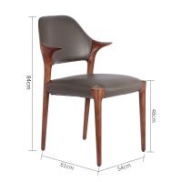 China Restaurant Solid Wood Dining Chair Creative Soft Backrests Cow Corner Shape Armrests for sale