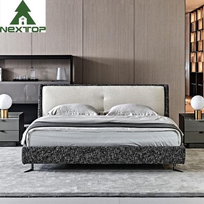 China Villa Upscale Bedroom Sets Home Modern Simple Fabric Upholstered Bed for sale