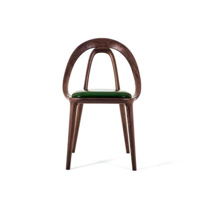 Cina Poltrona da pranzo a noce in stile nordico leggera lusso pelle vera massello nero in vendita
